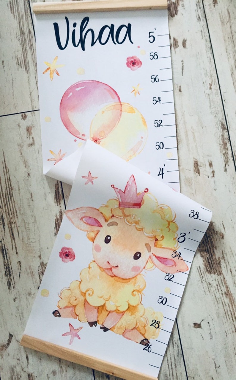 Cute Sheep Growth Chart Canvas Personalized Height Chart Lamb | Etsy