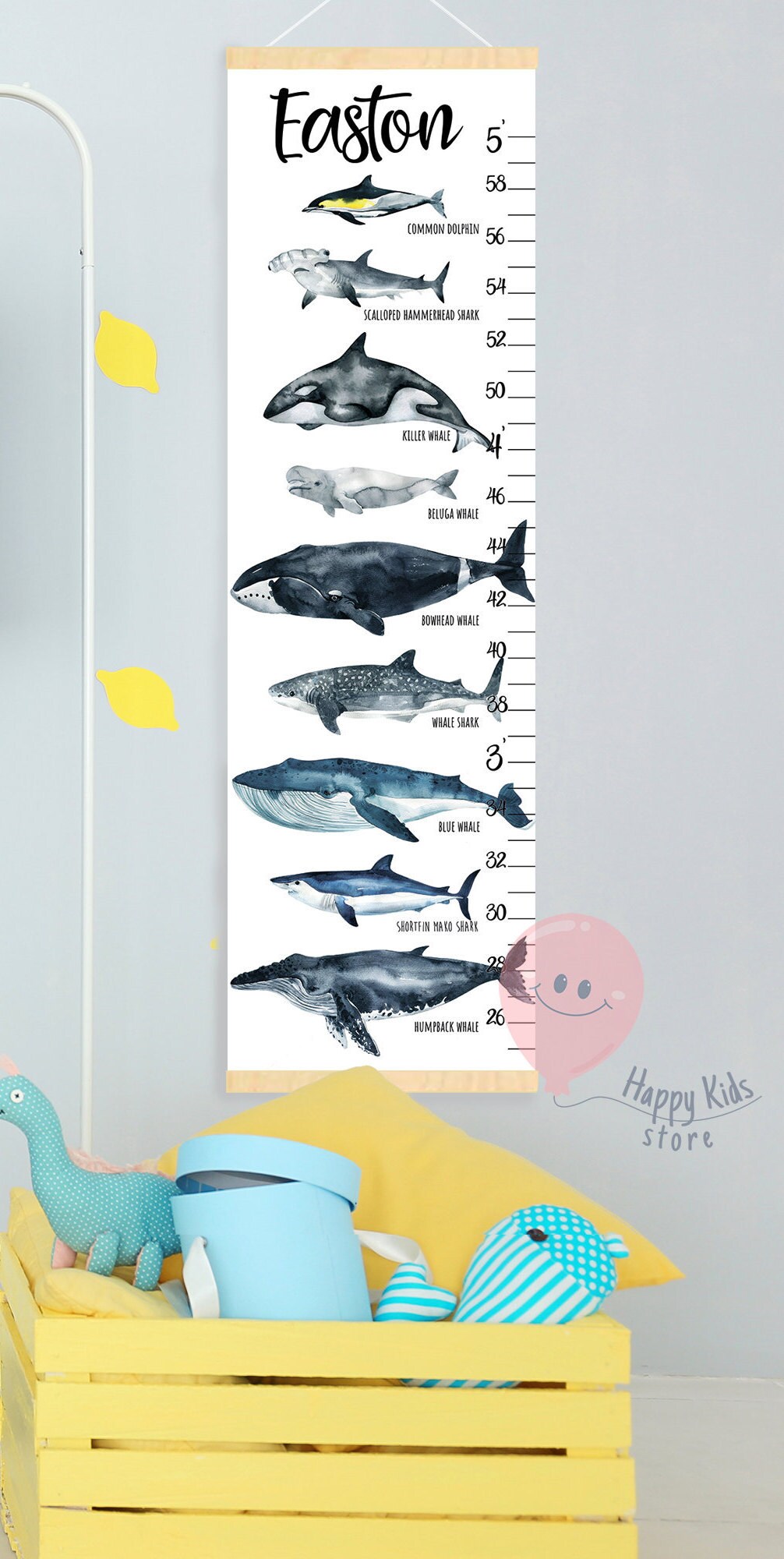 Under the Sea Growth Chart Whale Shark Dolphin Height Chart | Etsy