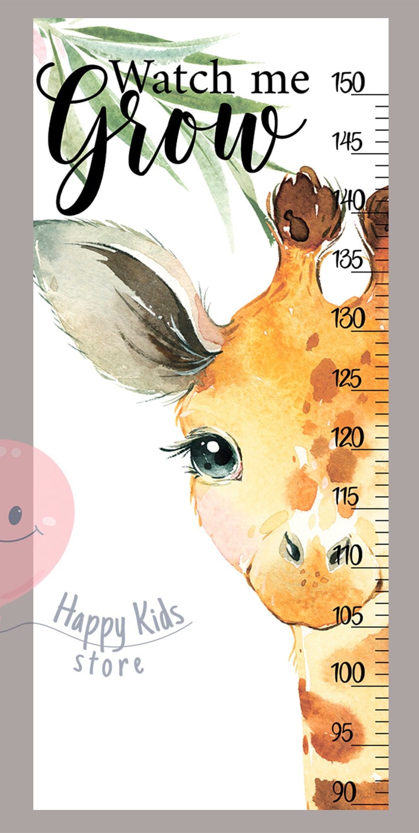 Giraffe Baby Growth Chart Personalized Height Chart Safari Animals ...