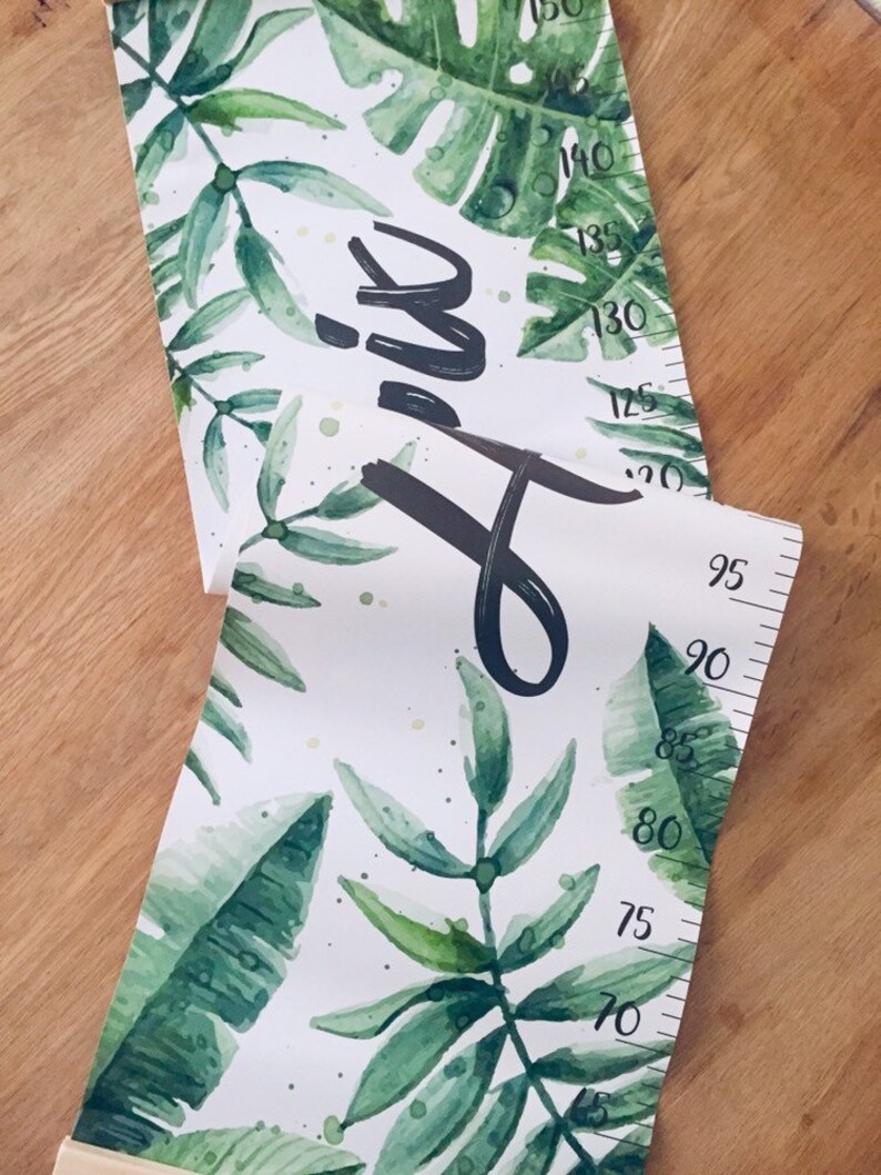 Green Leaves Growth Chart Personalized Height Chart Tropical - Etsy