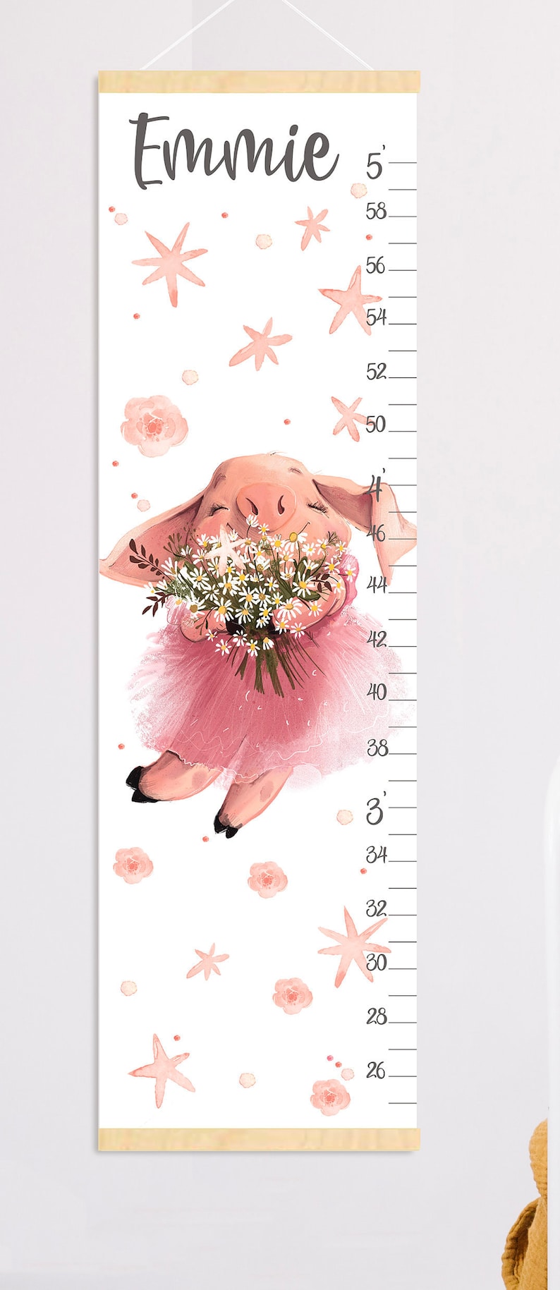 Pig Growth Chart – Baby Girl Nursery Wall Height Ruler - Etsy