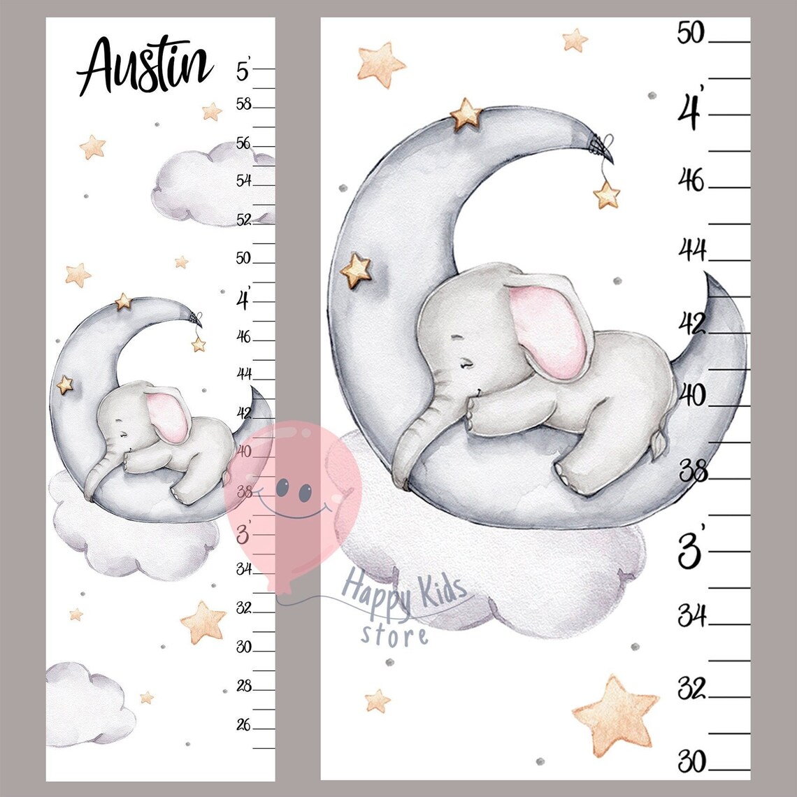 Elephant Growth Chart Baby Elephant Height Chart Sleeping - Etsy