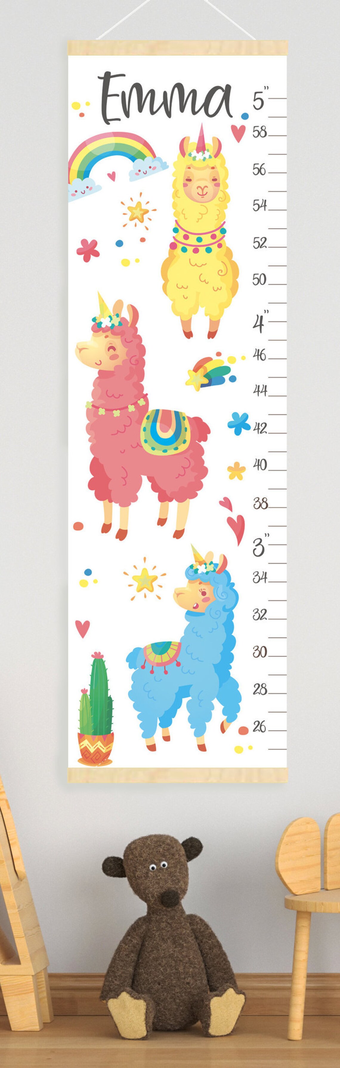 Llama Growth Chart Personalised Height Chart Alpaca Lama Nursery Room ...