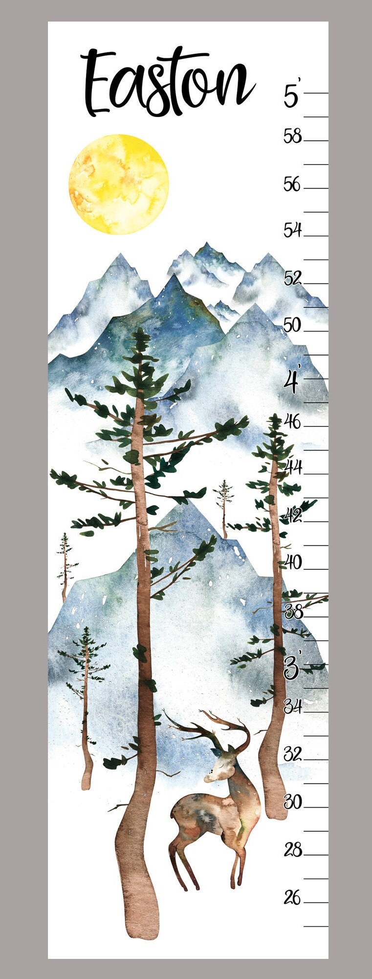 Mountains Growth Chart Nature Height Chart Woodland Nursery | Etsy