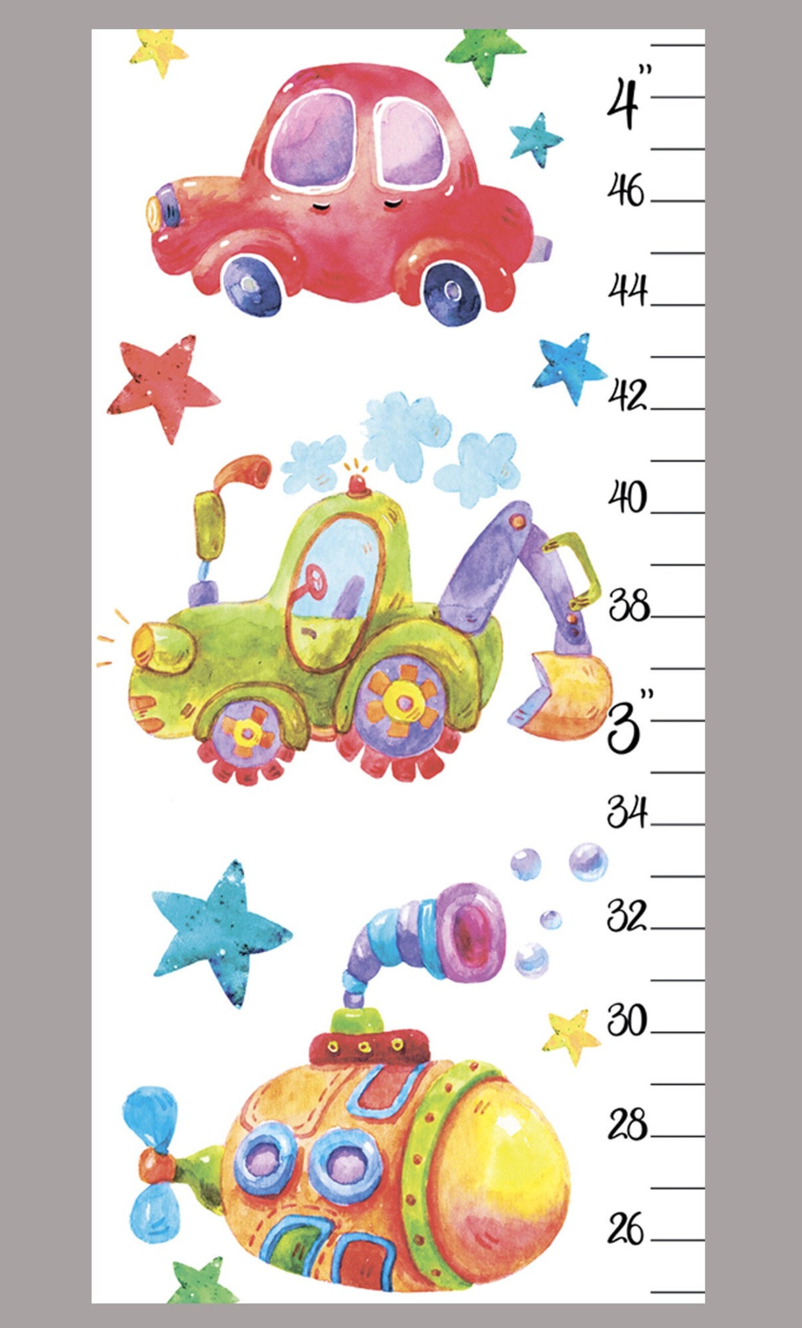 Boy Growth Chart Canvas Personalized Height Chart Submarine - Etsy