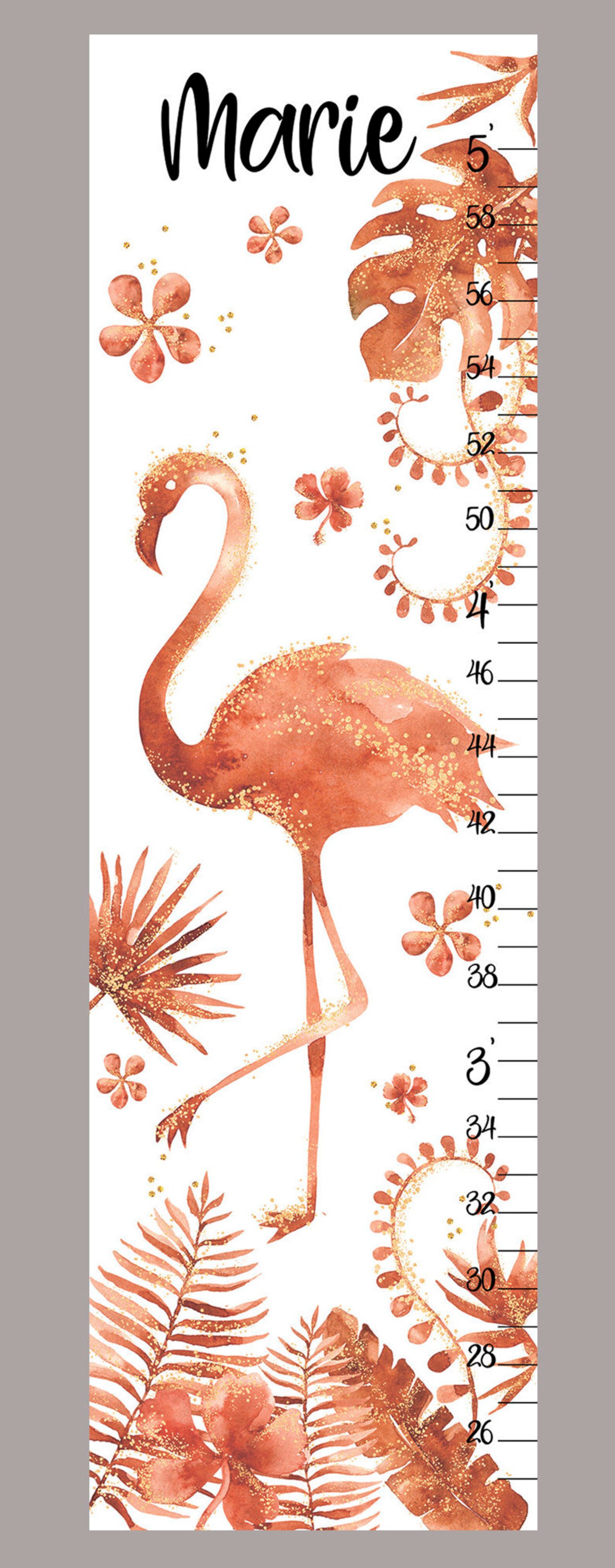 Tropical Height Chart for Baby Girl Flamingo Growth Chart Gold | Etsy
