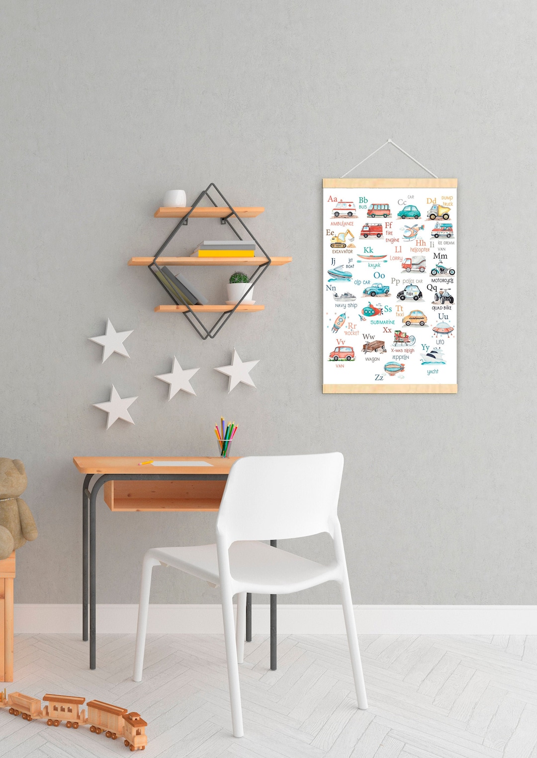 Transportation Alphabet Poster Watercolor Transport Nursery Wall Decor ...