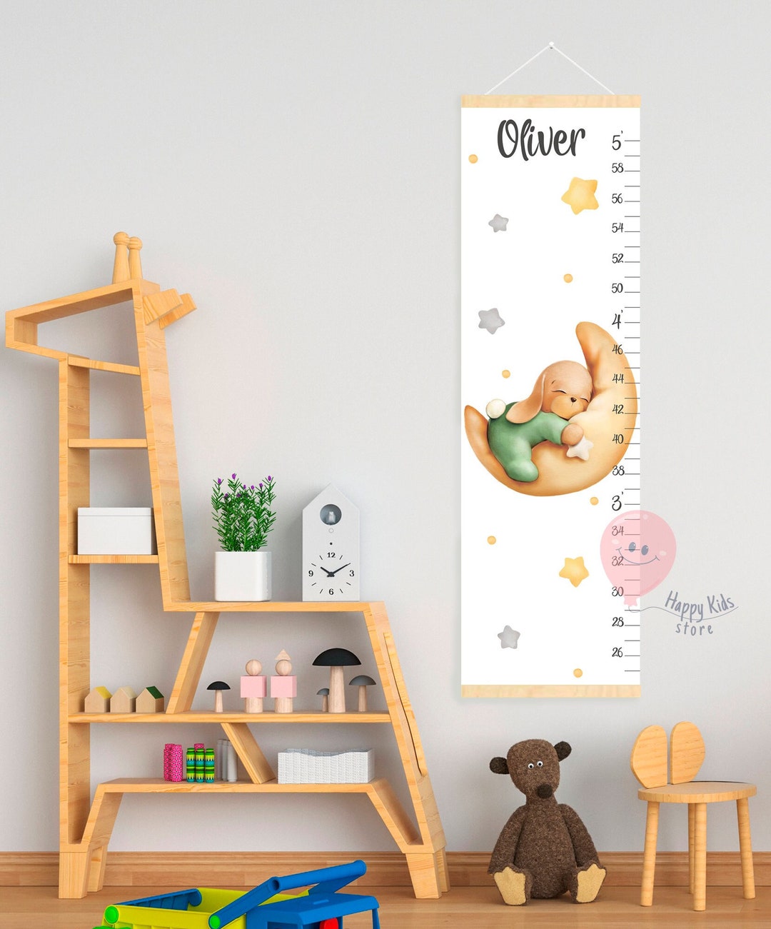 Height Chart Bunny Baby Growth Chart Ыleeping Rabbit on the Moon ...