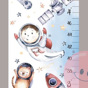 Astronaut Animals Growth Chart – Space Theme Nursery Wall Height Ruler ...