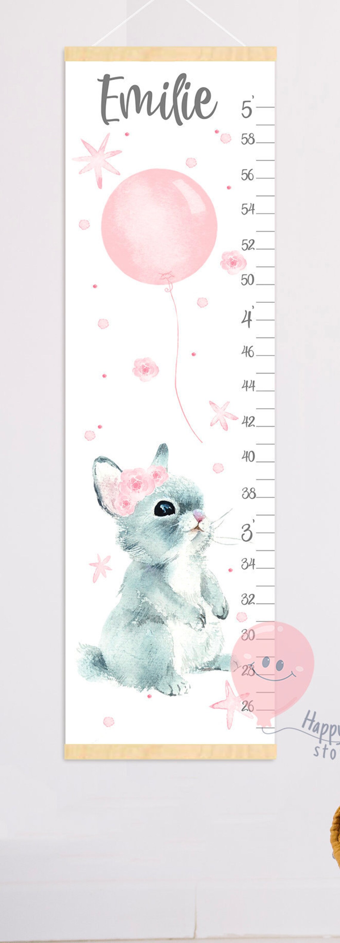 Height Chart Bunny With Balloon Rabbit Growth Chart Bunny - Etsy