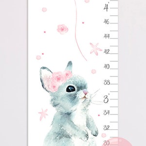 Height Chart Bunny With Balloon Rabbit Growth Chart Bunny Nursery Wall ...