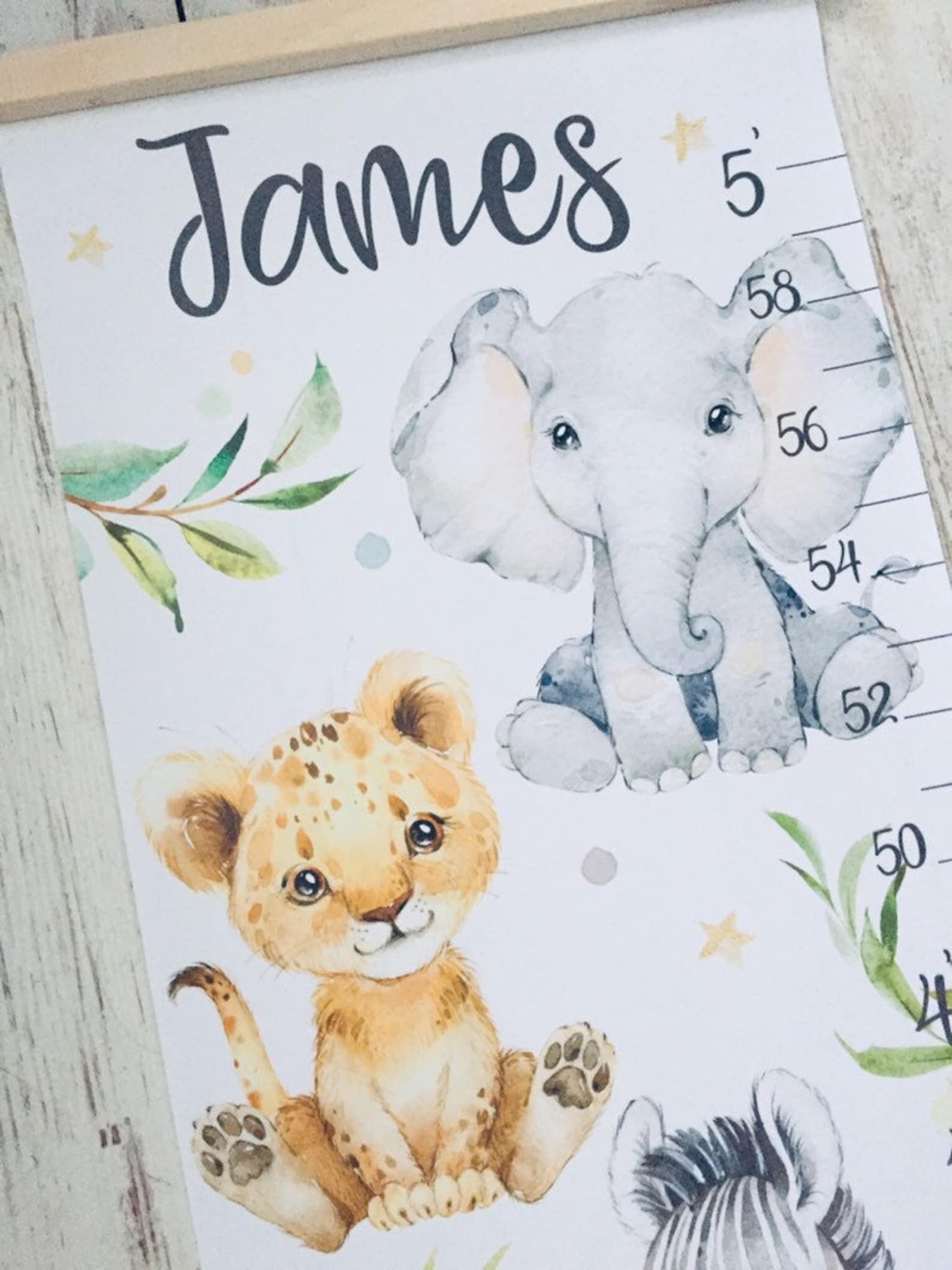 Safari Animals Growth Chart – Jungle African Theme Nursery Wall Height ...