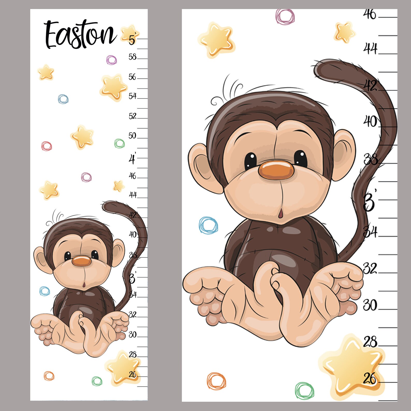Monkey growth chart nursery Baby monkey for nursery Monkeys | Etsy