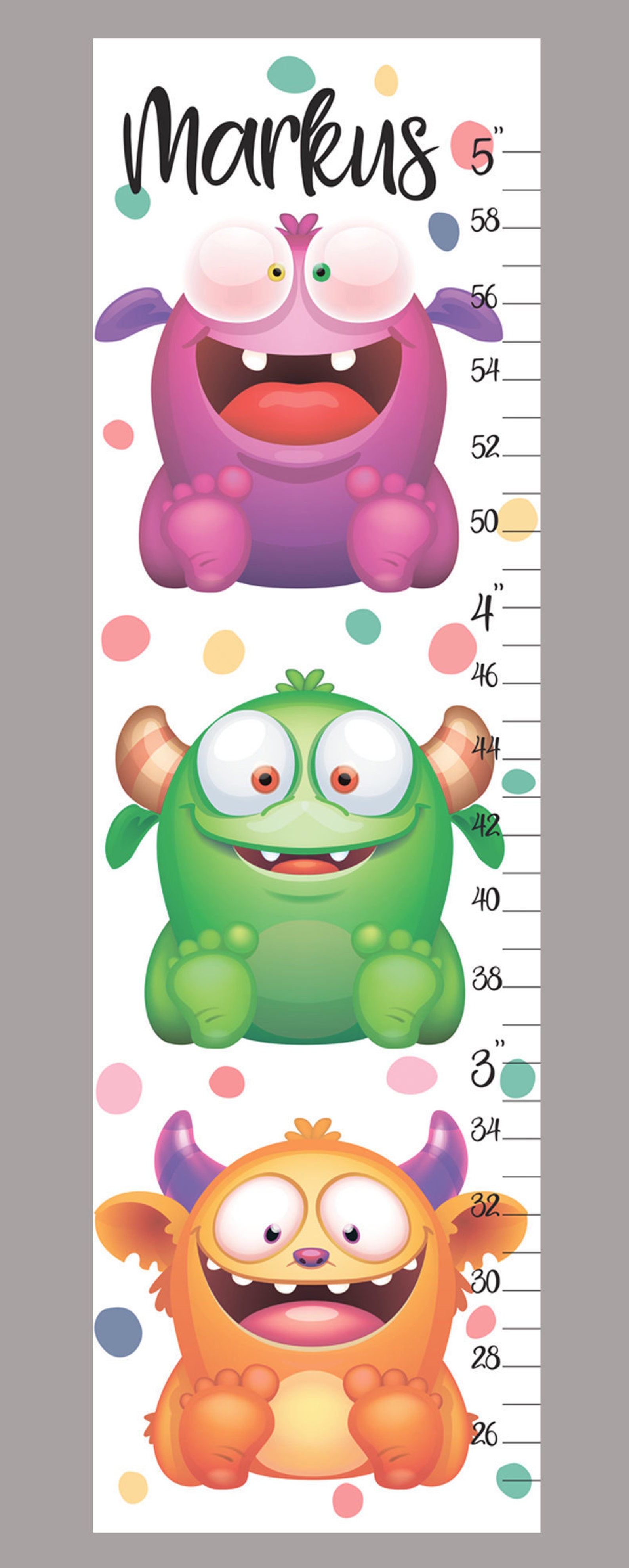 Cute Monsters growth chart Personalized canvas growth chart | Etsy