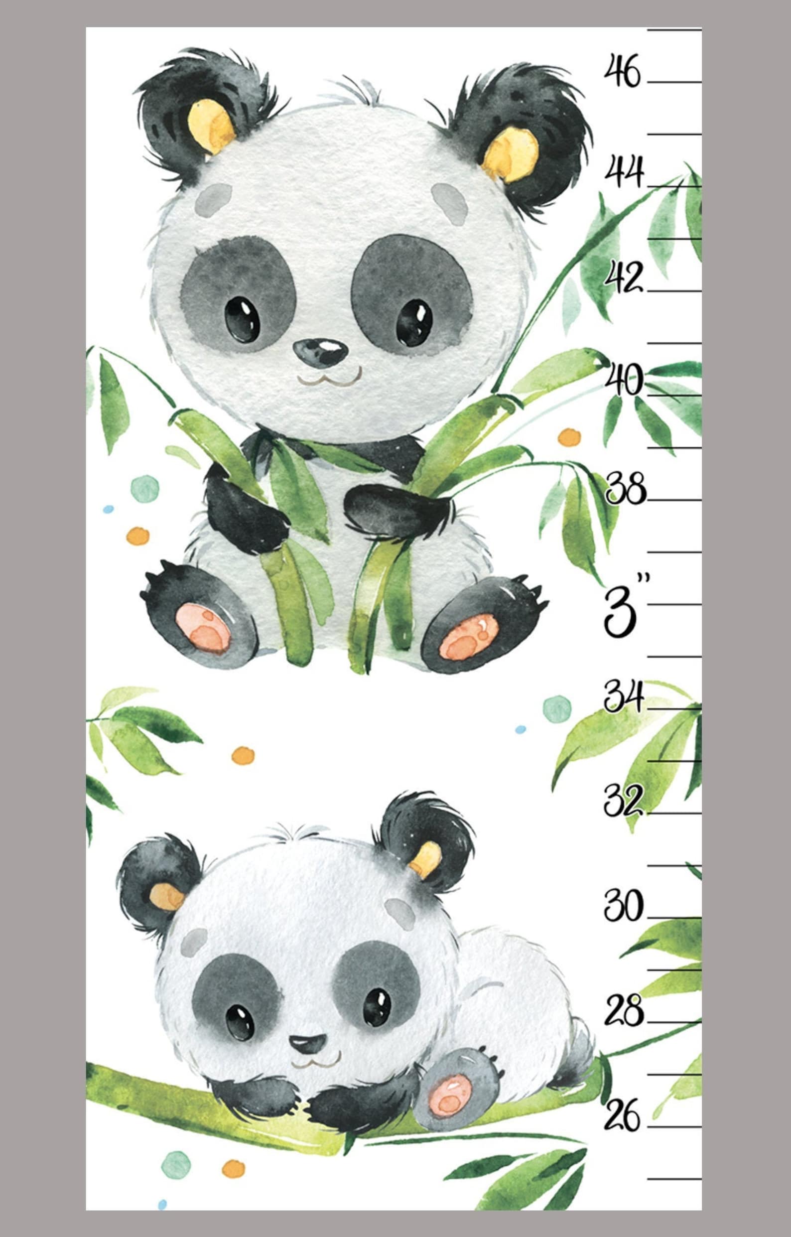 Panda Bear Growth Chart Pandas Nursery Decor Animals Height - Etsy
