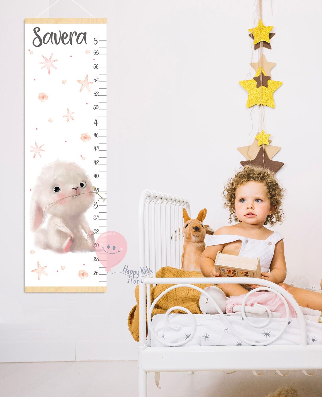 Bunny Baby Growth Chart Personalized Height Chart Rabbit Nursery Room ...