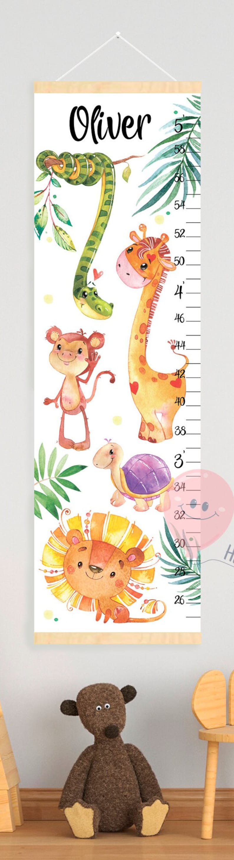 Safari Animal Growth Chart for Little Explorer Room - Etsy