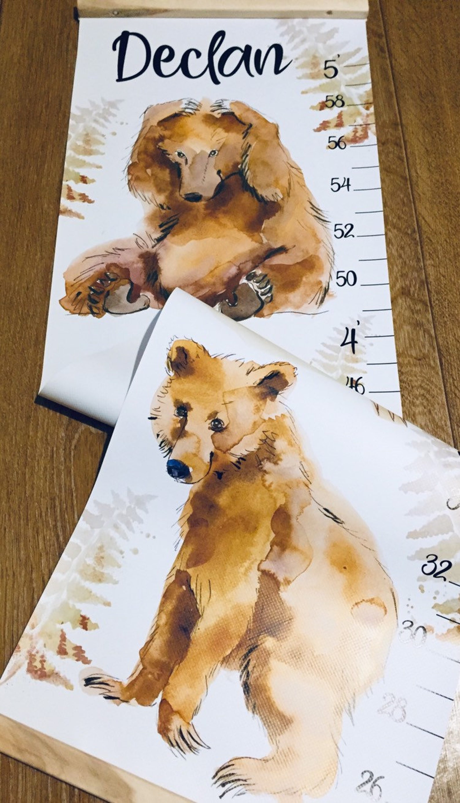 Bear Growth Chart – Woodland Animals Wall Height Ruler - Etsy