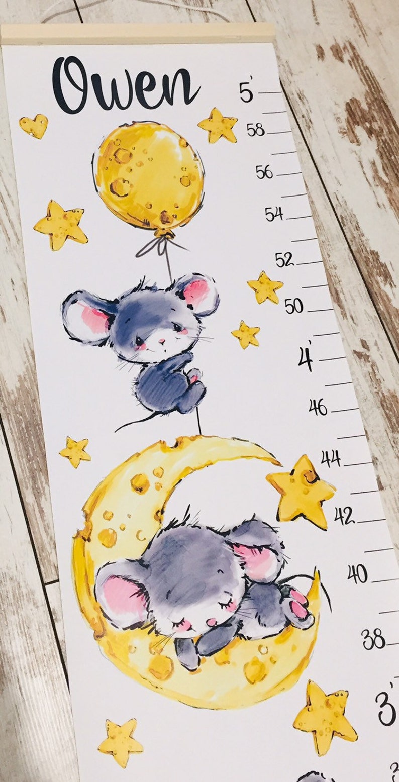 Cute Mouse Growth Chart Personalized Canvas Height Chart | Etsy