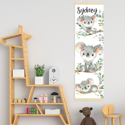 Cute Kangaroo Growth Chart Nursery Art Canvas Personalized - Etsy