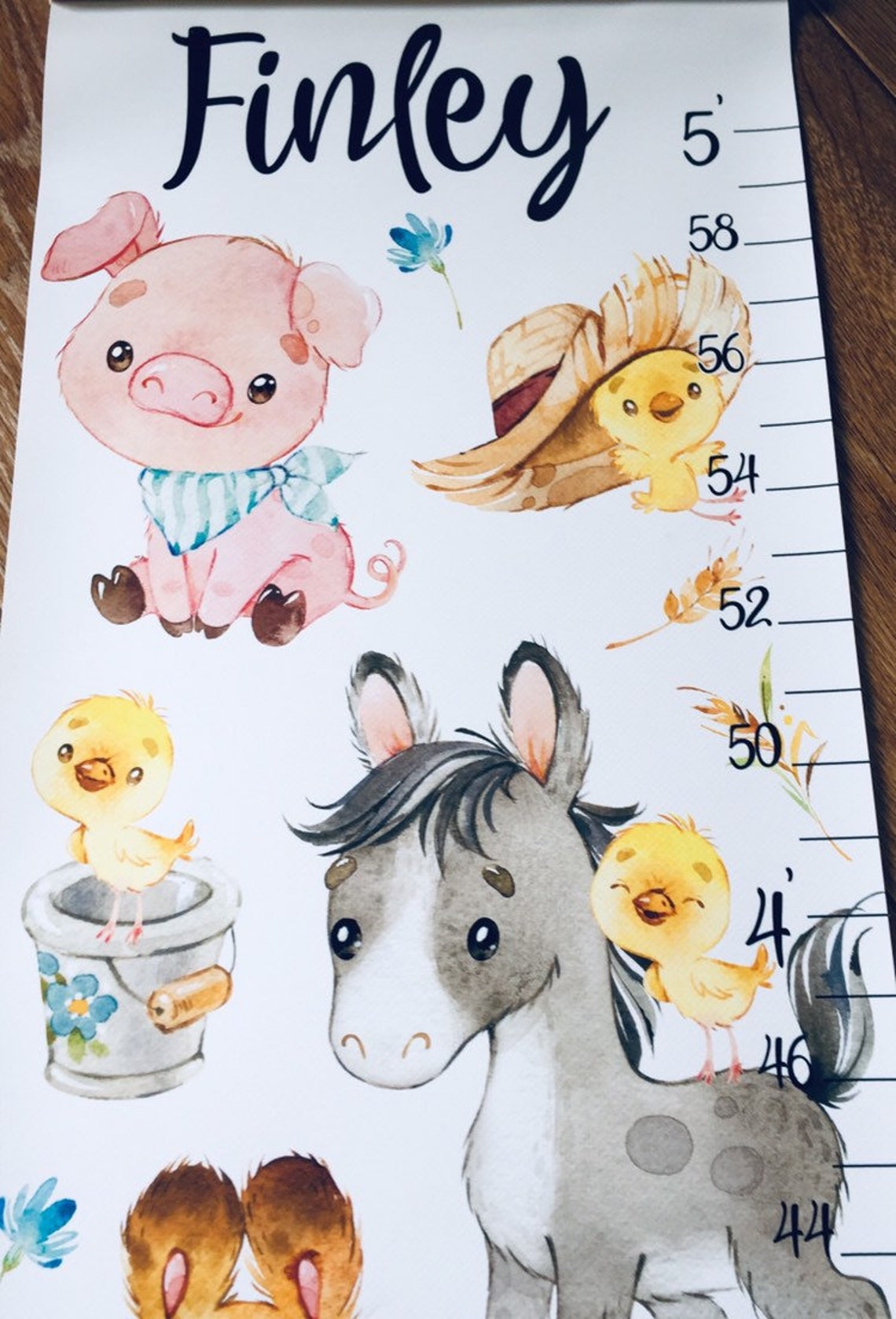 Growth Chart Farm Animals Canvas Personalized Height Chart | Etsy
