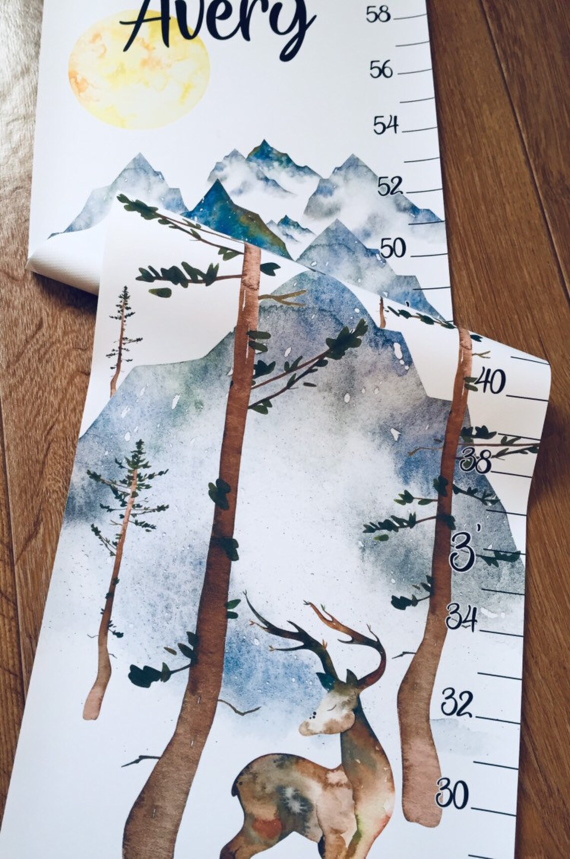 Mountains growth chart Nature height chart Woodland nursery | Etsy