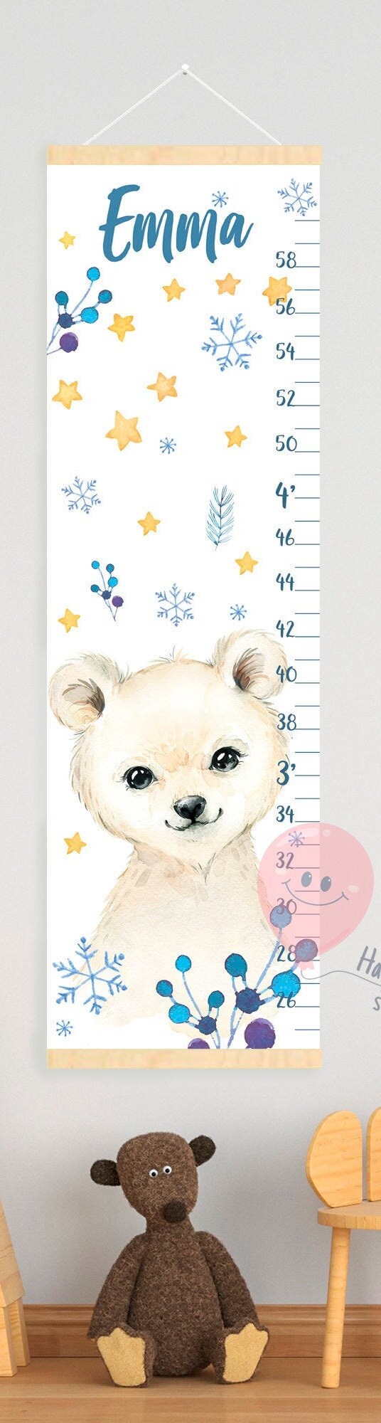 Polar Bear Height Chart Kids Growth Chart Arctic Animals - Etsy