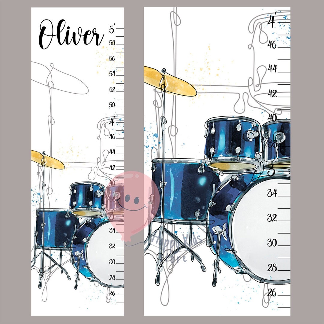 Drum Growth Chart Future Drummer Nursery Decor Rock and Roll Height ...