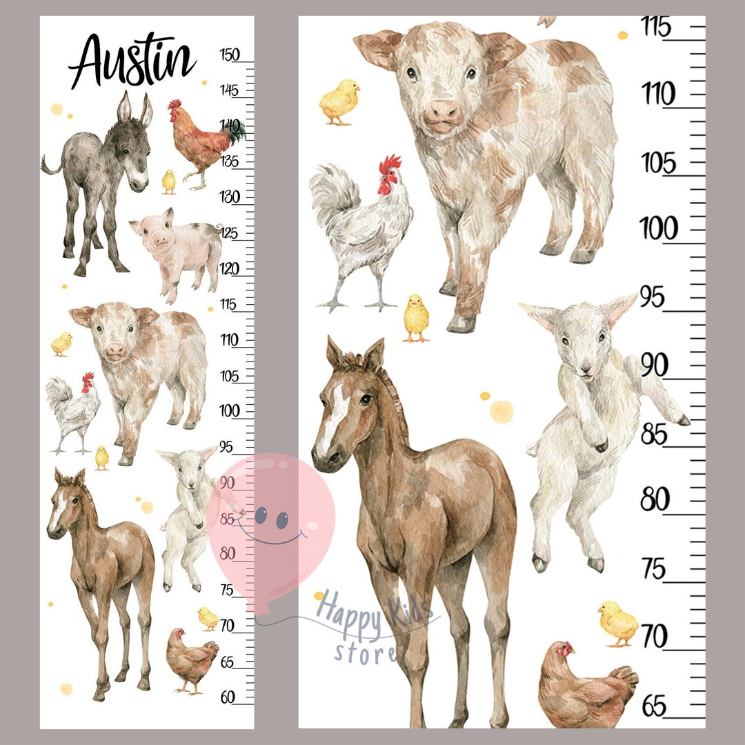Growth Chart Farm Animals Personalized Height Chart Farmhouse Nursery ...