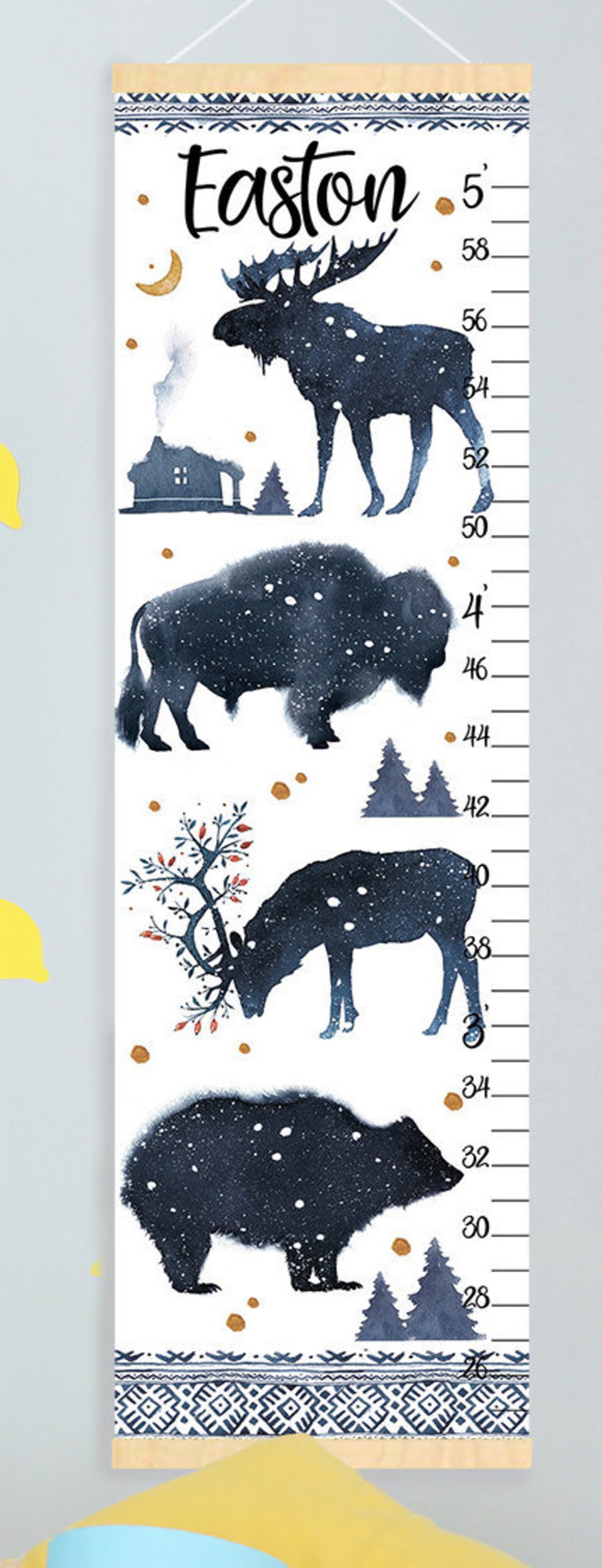 Forest Animal Height Chart Personalized Growth Chart Moose - Etsy