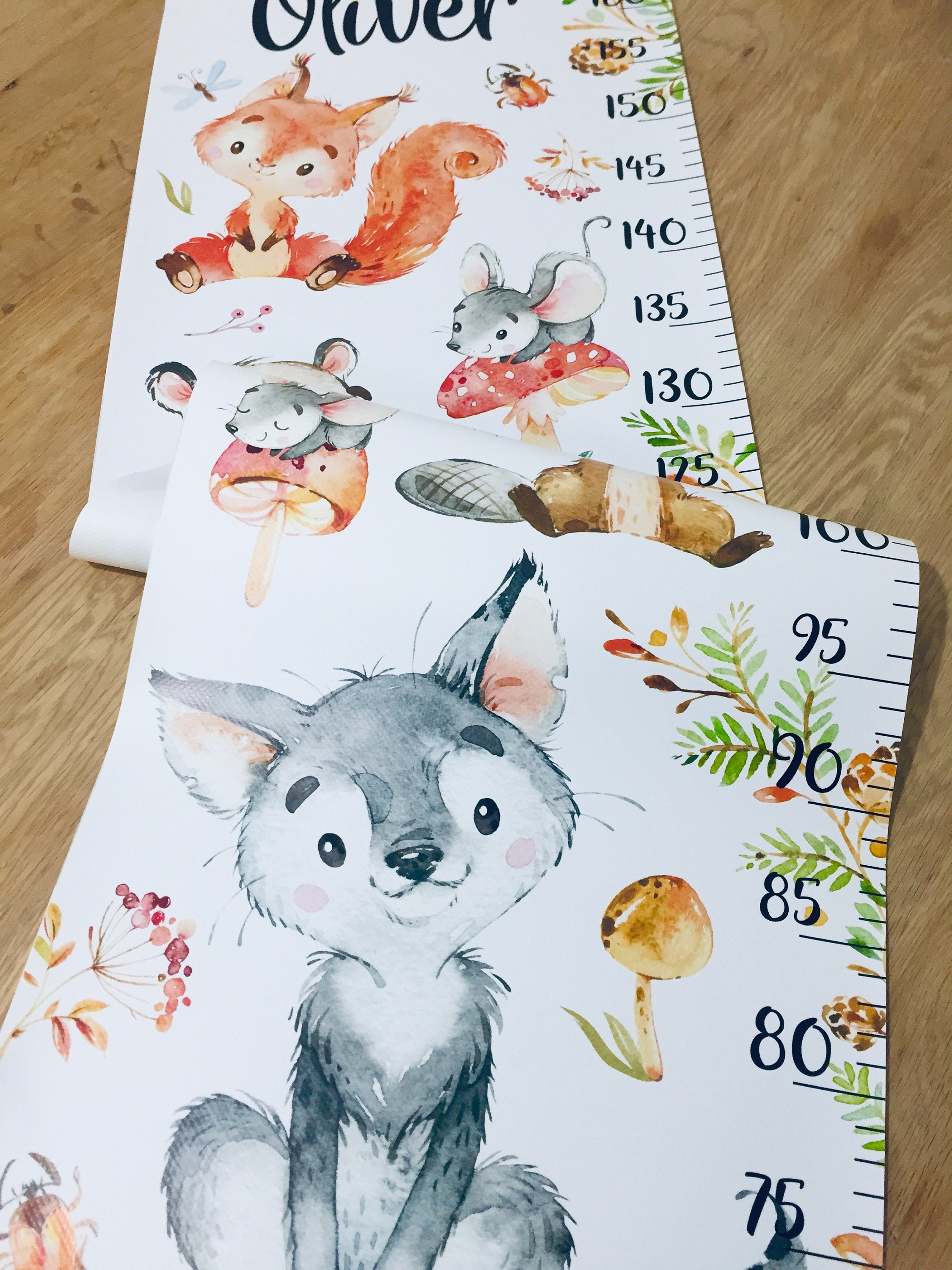 Forest animals growth chart Woodland nursery art Canvas | Etsy