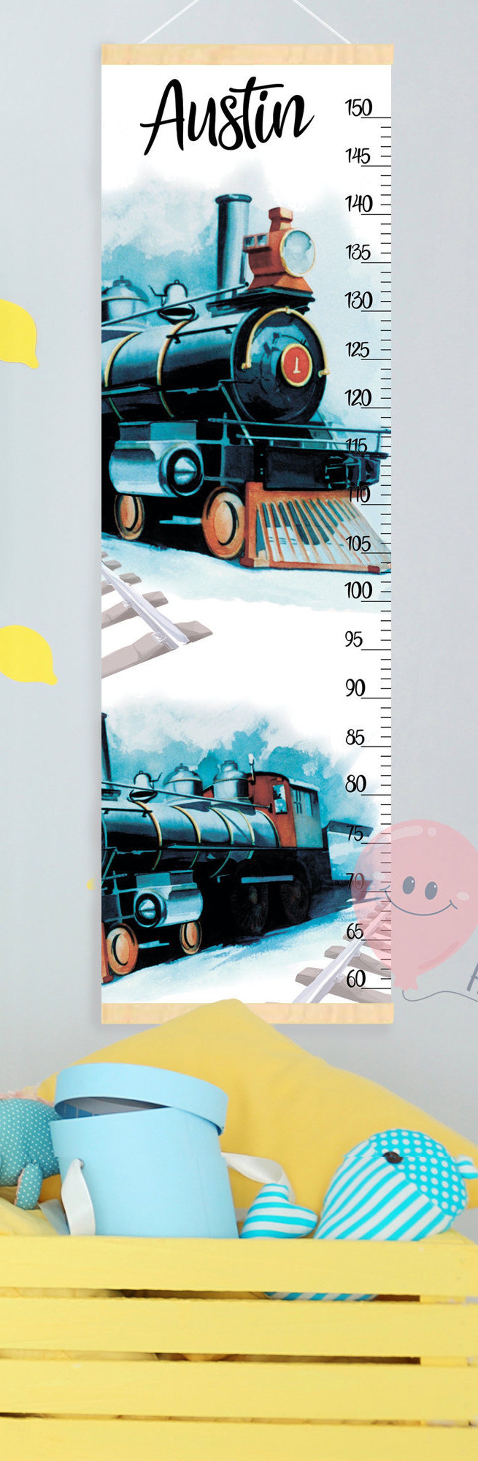 Train Height Chart Locomotive Growth Chart Train Kid Gift - Etsy