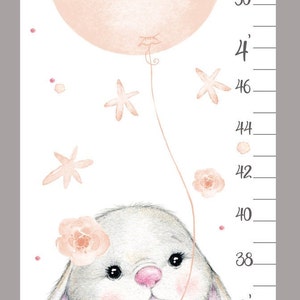 Bunny With Balloon Growth Chart Canvas Personalized Height Chart Cute ...