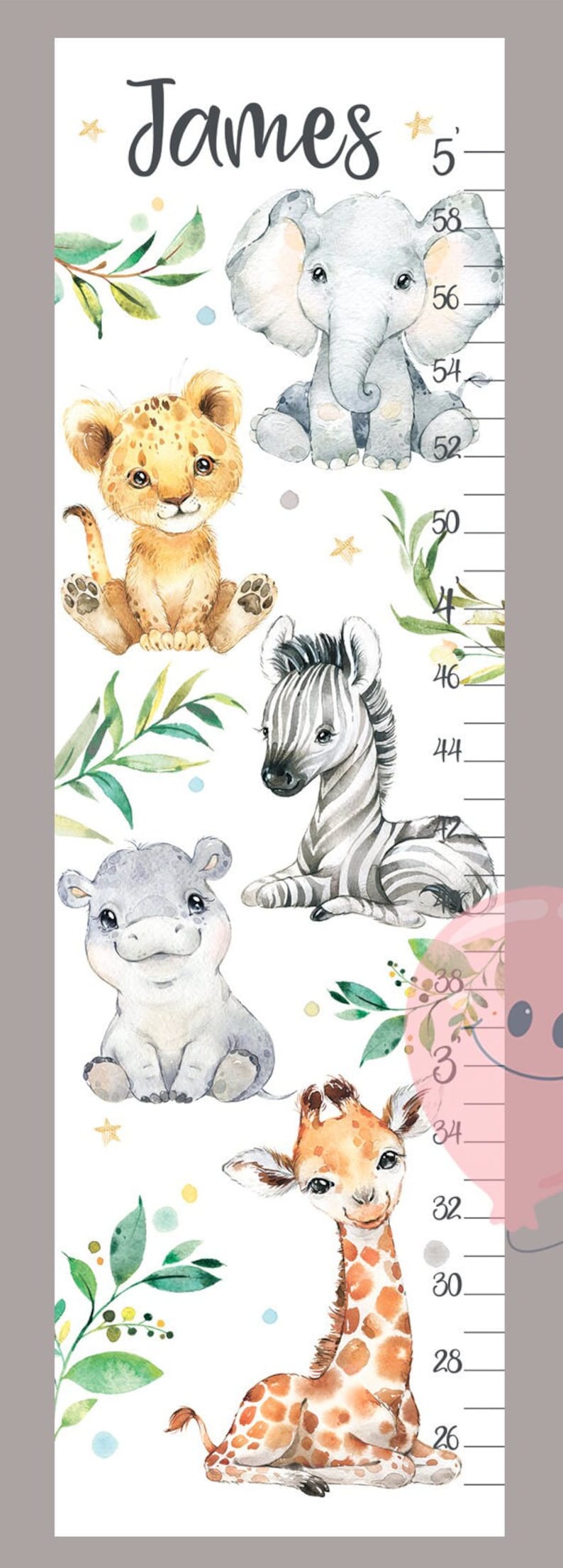 Safari animals growth chart Jungle height chart African theme | Etsy