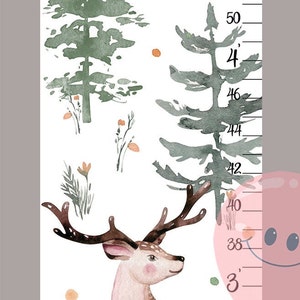 Deer Height Chart Forest Growth Chart Woodland Animals Nursery Room ...