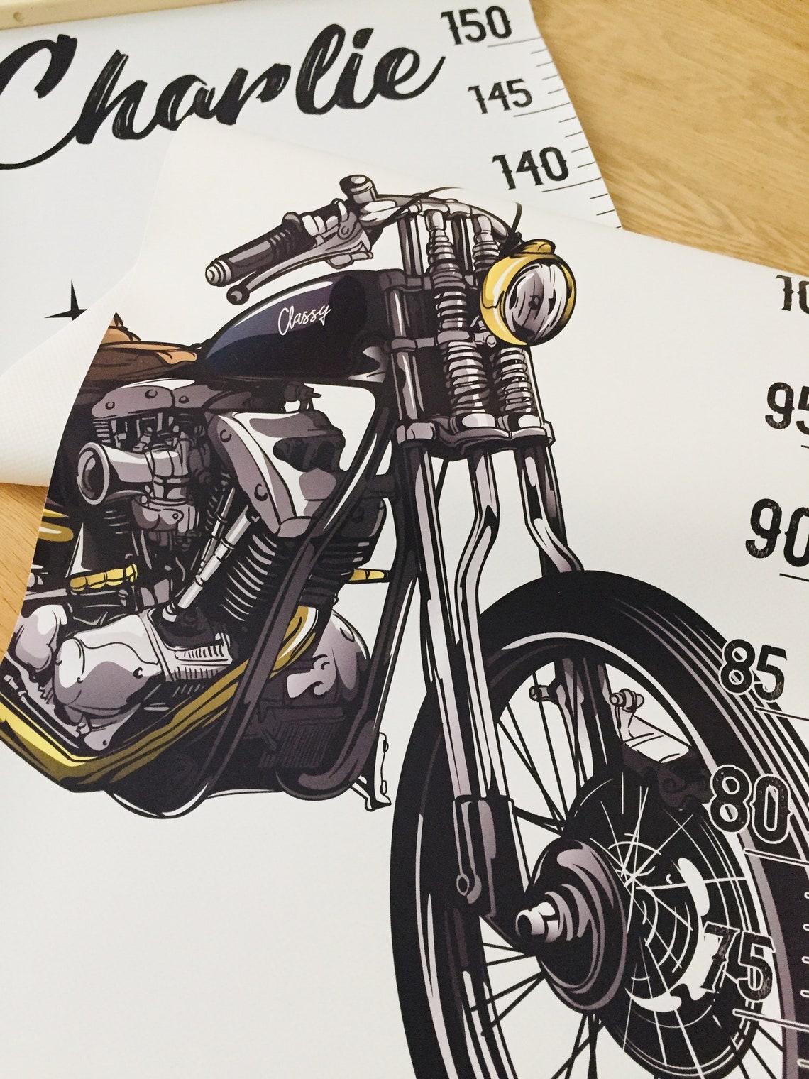 Growth Chart Motorcycle Canvas Personalized Height Chart Boy | Etsy