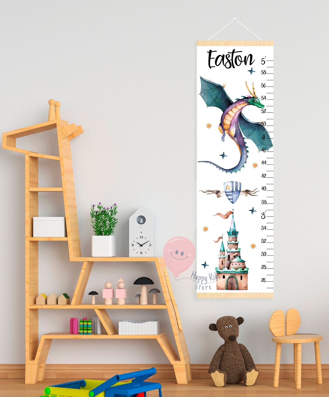 Dragon Growth Chart – Fairy Castle Kids Room Wall Height Ruler - Etsy