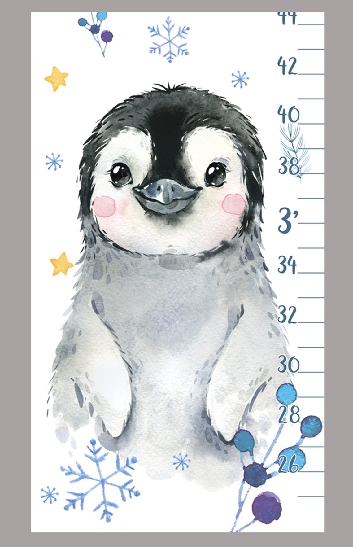 Penguin growth chart Arctic/Antarctic height chart Little | Etsy