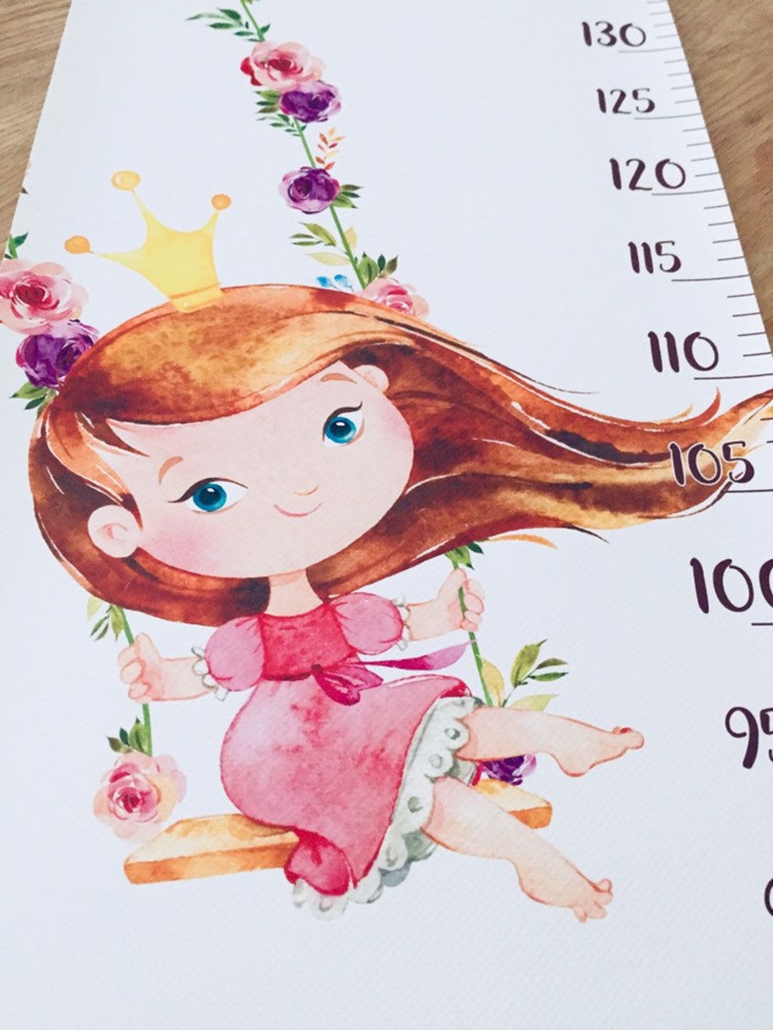 Princess Growth Chart Canvas Height Chart for Baby Girl Fairytale ...