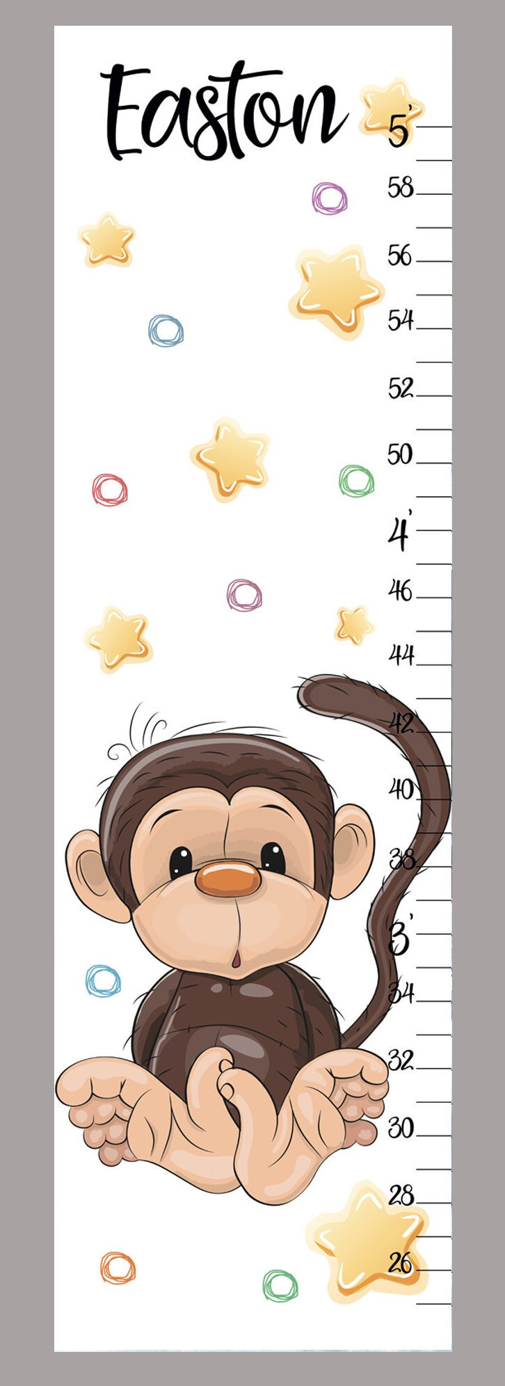 Monkey Growth Chart Nursery Baby Monkey for Nursery Monkeys - Etsy