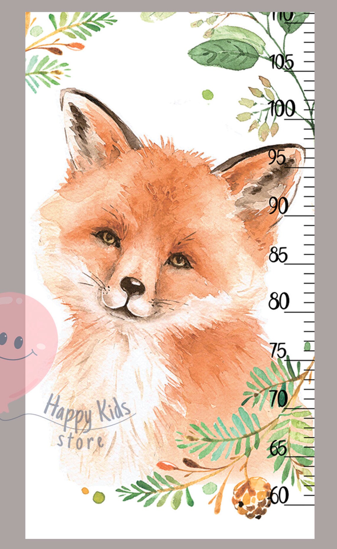Fox Baby Height Chart Personalized Growth Chart Woodland | Etsy