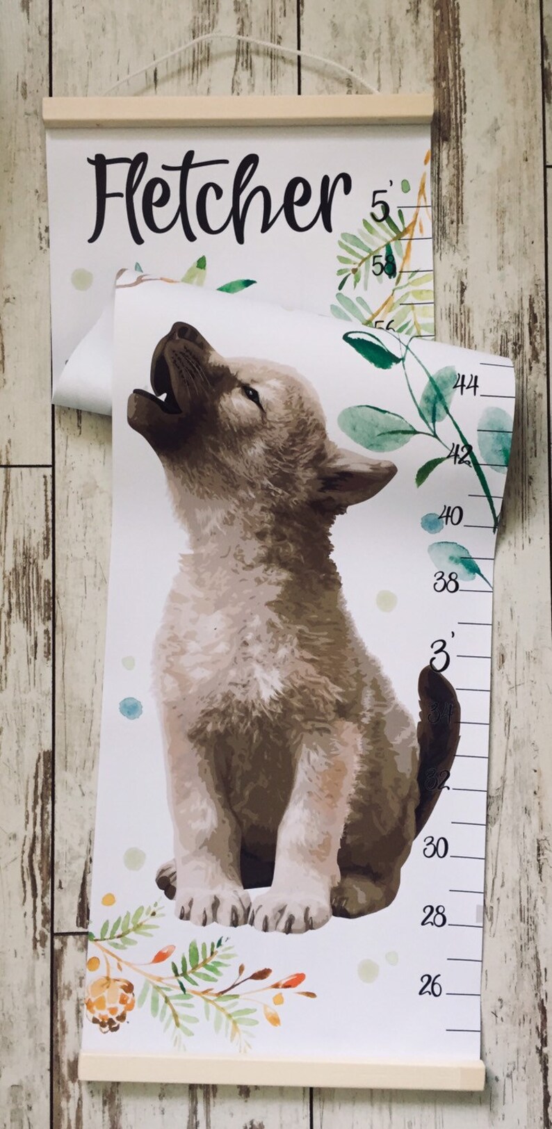 Baby Wolf Growth Chart Wolf Pack Height Chart Woodland Nursery | Etsy