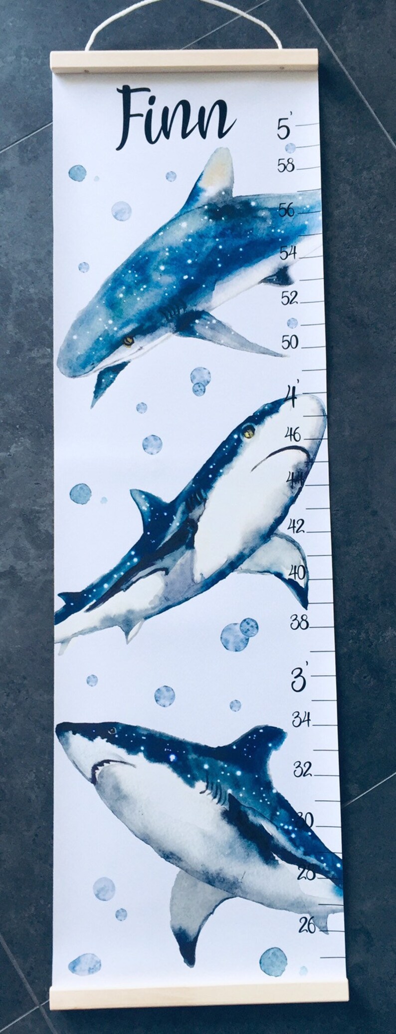 Shark Growth Chart Under the Sea Height Chart Nautical Sea | Etsy