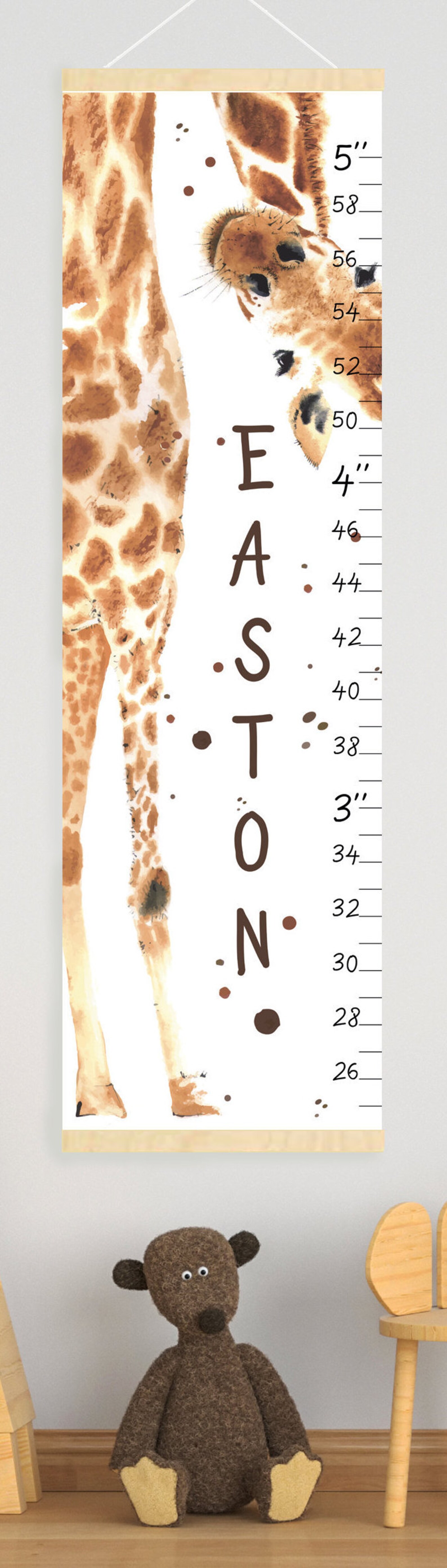 Giraffe Growth Chart Canvas Personalized Height Chart Safari Etsy