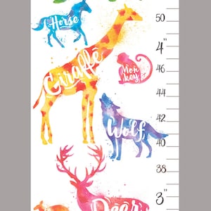 Jungle animals height chart Personalised canvas growth chart | Etsy