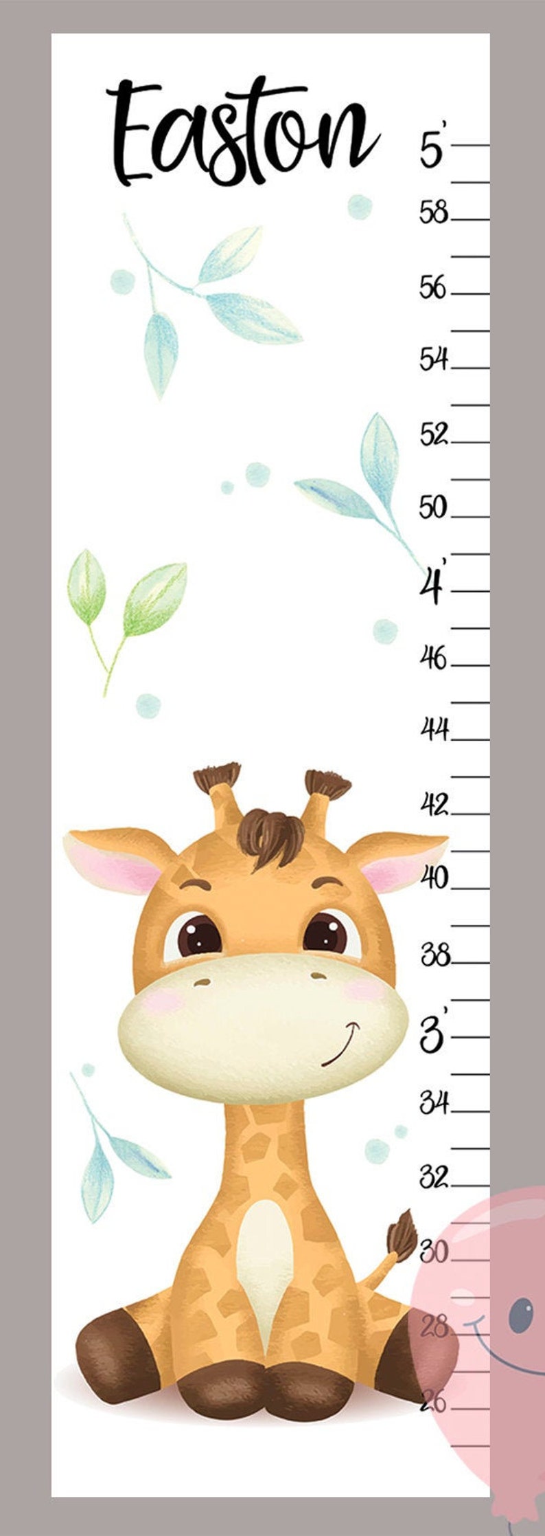 Height Chart Baby Giraffe Growth Chart Safari Animals Nursery - Etsy