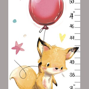 Fox Growth Chart Personalized Canvas Growth Chart Custom Kid's Height ...