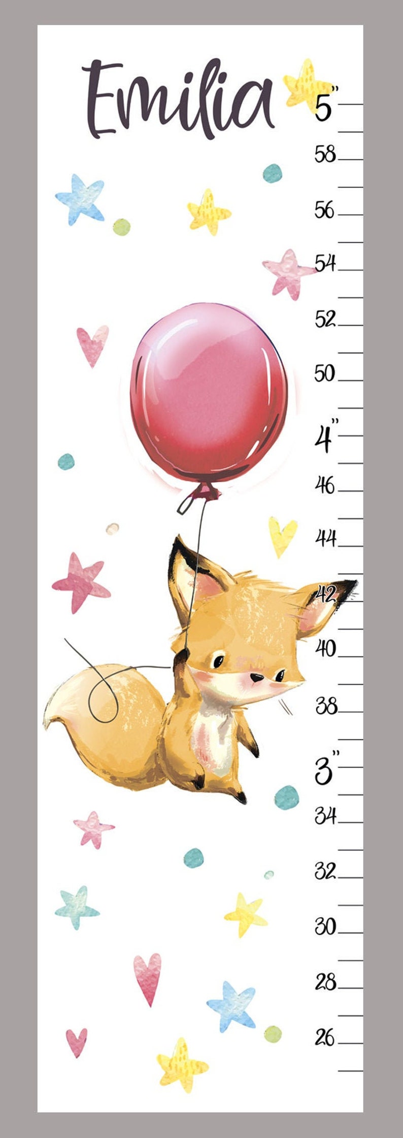 Fox Growth Chart Personalized Canvas Growth Chart Custom - Etsy