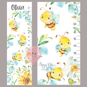 Bee Height Chart Buzzing Beehive Growth Chart Flowers Nursery Decor ...