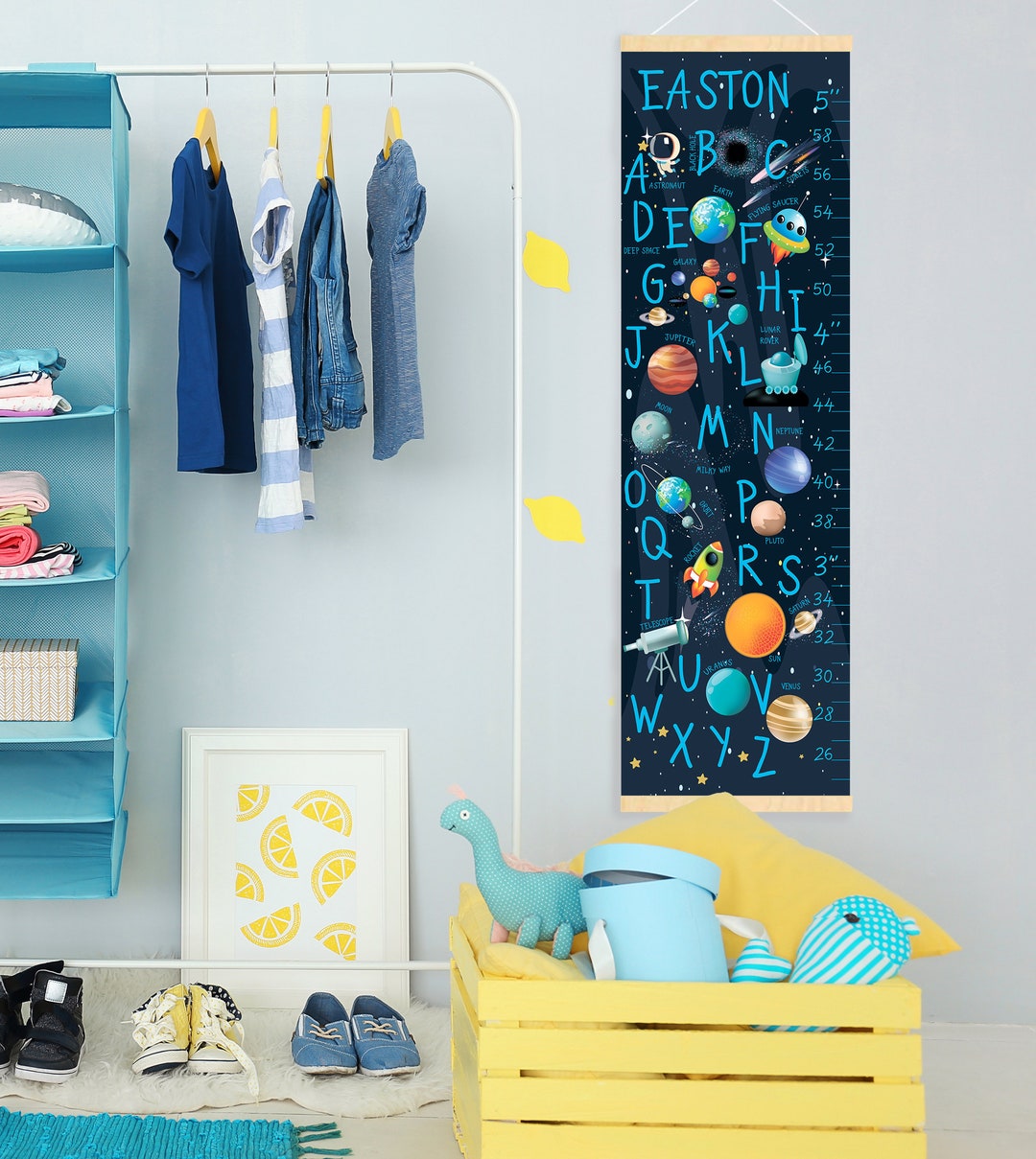 Space Alphabet Growth Chart – Solar System ABC Nursery Wall Height ...